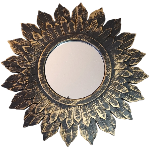 Hollywood Regency | Art | Retro Gold Sunburst Sunflower Mirror Small ...